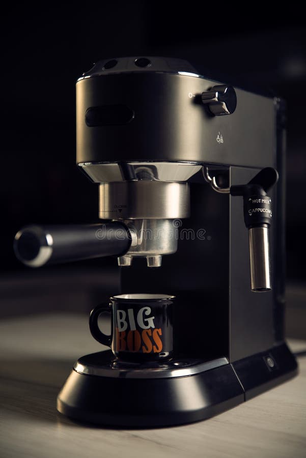 Woman Make Espresso Coffee in Kitchen Stock Photo - Image of home ...