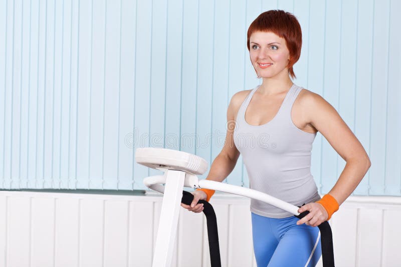 Woman Make Exercise on Training Apparatus Stock Image - Image of ...