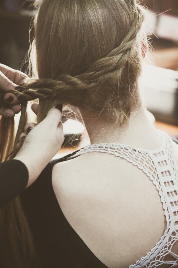 Making Hair Braids in Hair Studio Stock Image - Image of beautiful ...