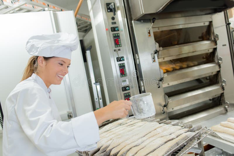 Woman making bread stock image. Image of female, baking - 198492713