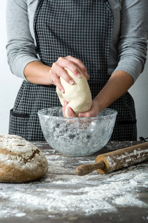 Woman Making Bread with Her Hands Stock Photo - Image of preparation ...