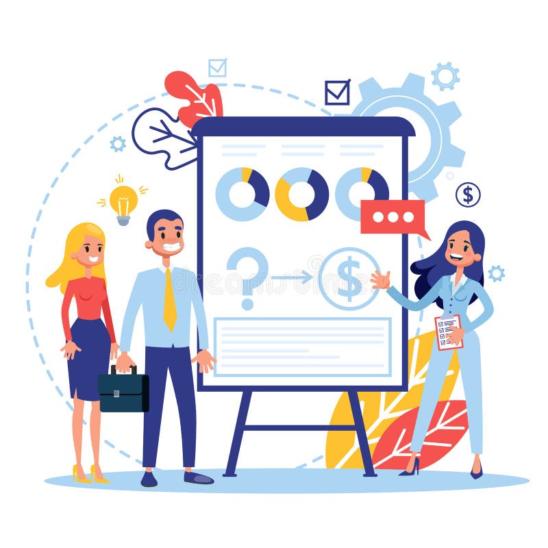 Woman Making Business Presentation in Front of Group Stock Vector ...