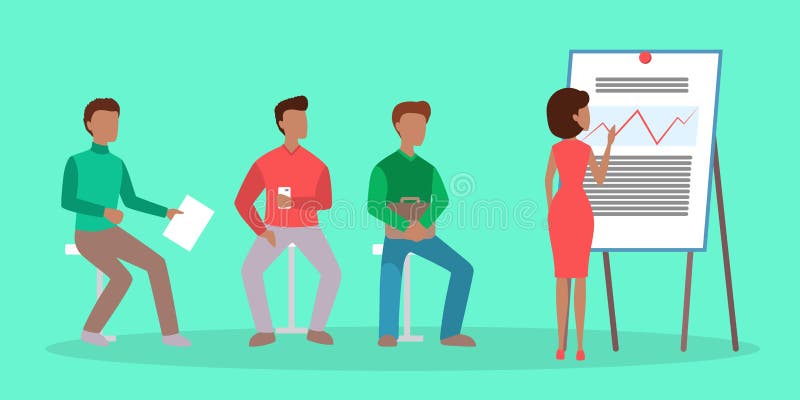 Woman Making Business Presentation in Front of Group Stock Vector ...