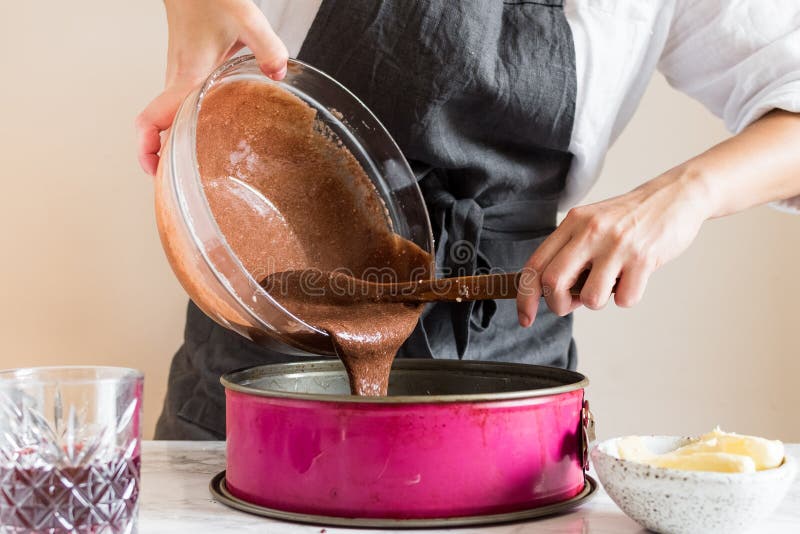 Woman Making Cake in Her Kitchen Stock Image - Image of cookie, home ...