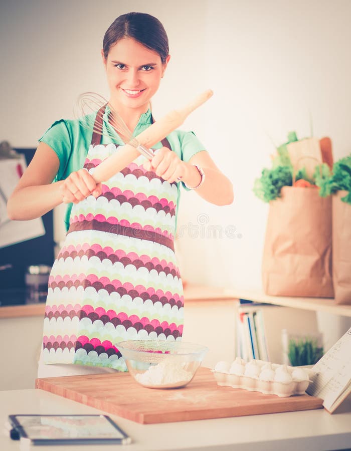 Woman is Making Cakes in the Kitchen Stock Image - Image of preparation ...