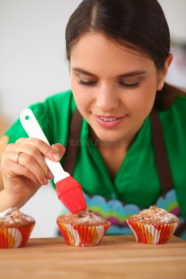 Woman is Making Cakes in the Kitchen Stock Image - Image of cake ...