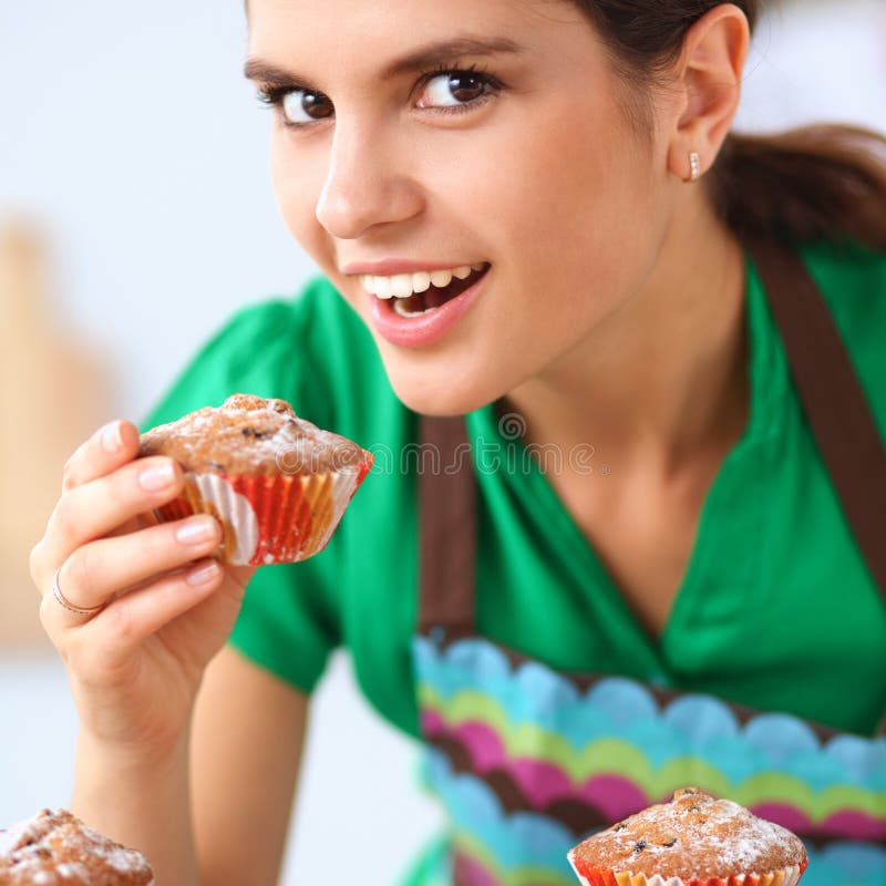 Woman is Making Cakes in the Kitchen Stock Photo - Image of cake ...