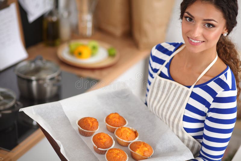 Woman is Making Cakes in the Kitchen Stock Photo - Image of homemade ...