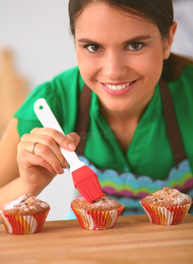 Woman is Making Cakes in the Kitchen Stock Photo - Image of interior ...