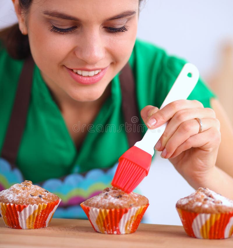Woman is Making Cakes in the Kitchen Stock Photo - Image of home ...
