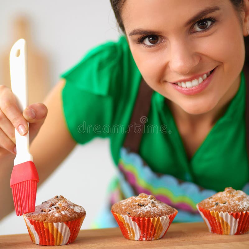 Woman is Making Cakes in the Kitchen Stock Photo - Image of cooking ...