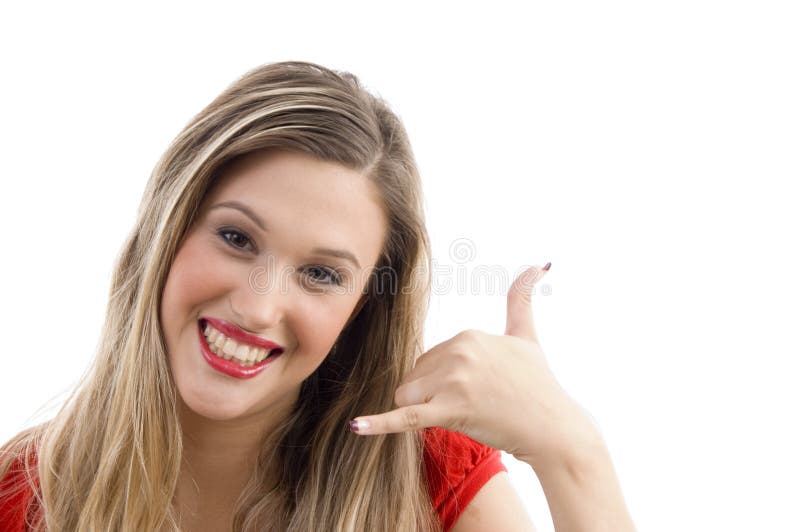 Gorgeous Woman Showing Hand Gesture Stock Photo - Image of adult ...