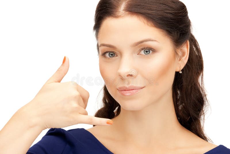 Woman Making a Call Me Gesture Stock Image - Image of kind, concept ...