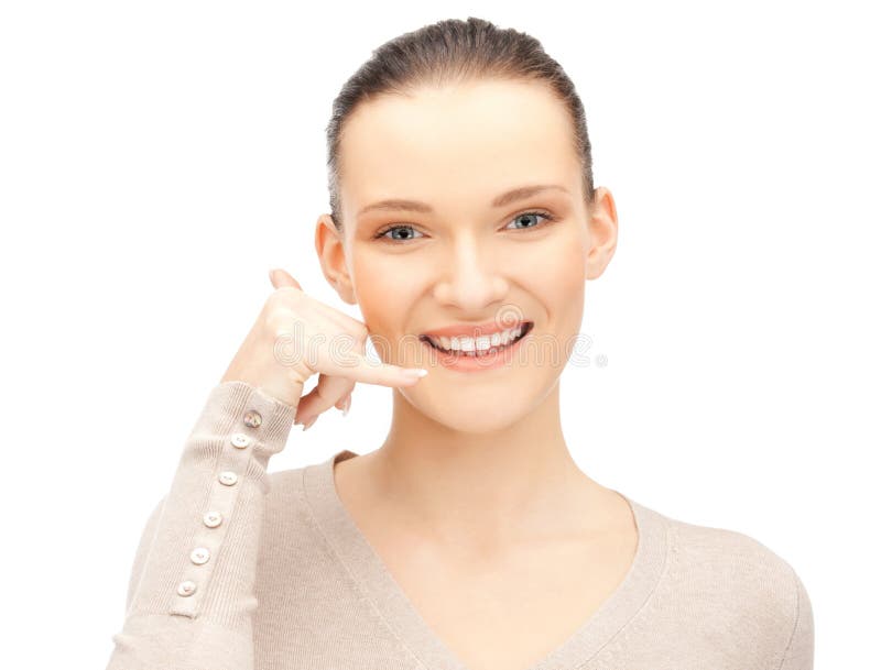 Woman Making a Call Me Gesture Stock Image - Image of concept, gesture ...