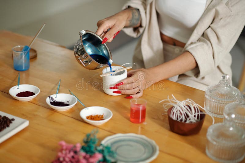 Woman Making Candles Different Forms Stock Photo - Image of organic ...