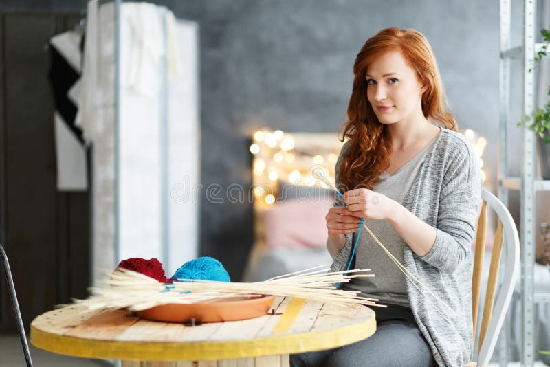 Woman Making Decorations at Home Stock Photo - Image of decorative ...