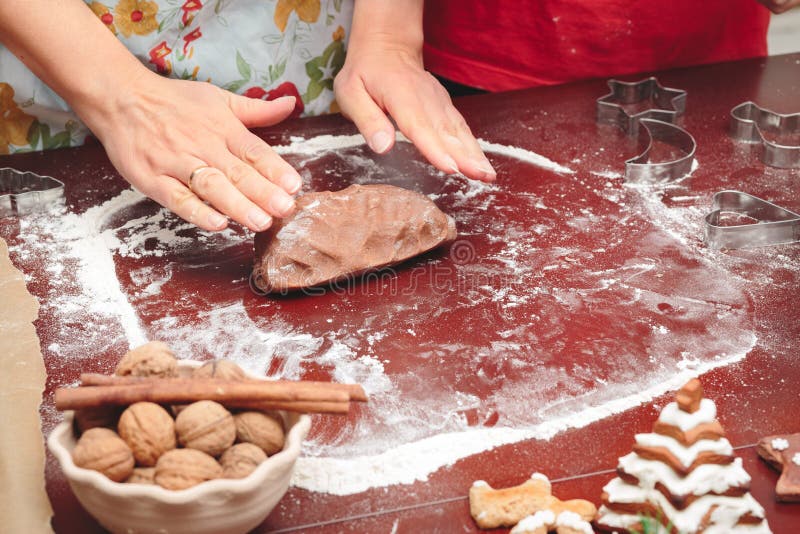 Woman Making Dough for the Christmas Cookies Stock Photo - Image of ...
