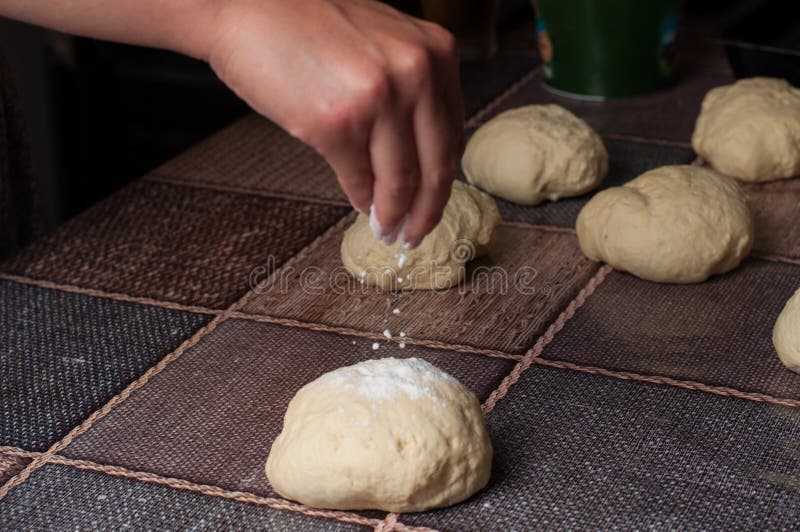 Woman Making Dought.Dought for Pizza and Bread Stock Photo - Image of ...
