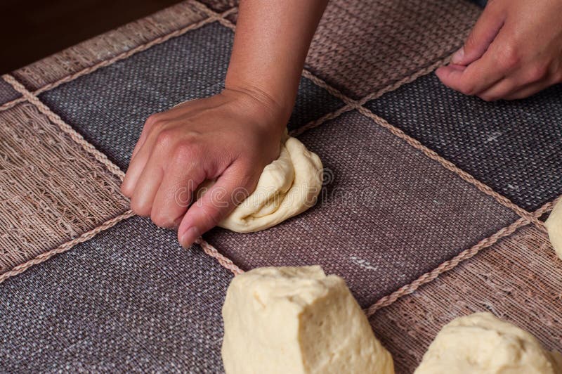 Woman Making Dought.Dought for Pizza and Bread Stock Image - Image of ...