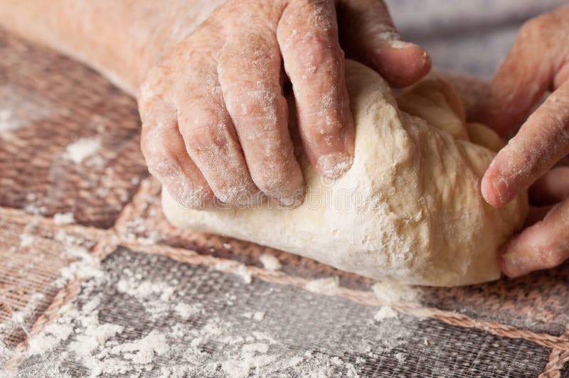 Woman Making Dought.Dought for Pizza and Bread Stock Image - Image of ...