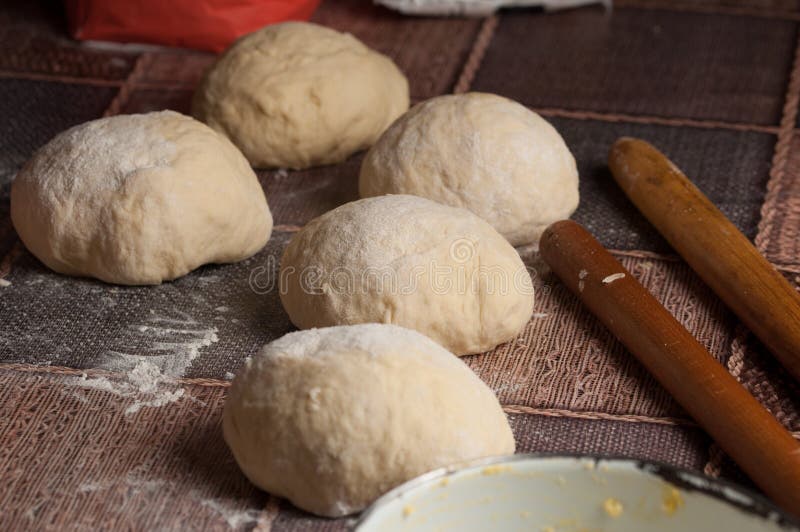 Woman Making Dought.Dought for Pizza and Bread Stock Photo - Image of ...