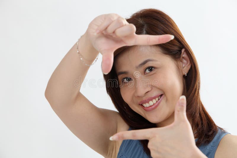 Woman Making Frame with Hands Stock Image - Image of asian, alone: 48492107