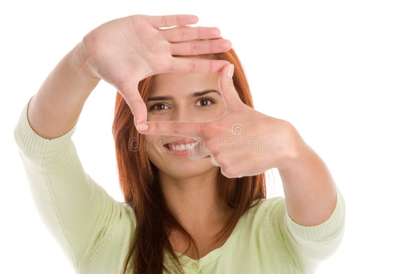 Woman Making a Frame with Her Hands Stock Image - Image of hand, lady ...