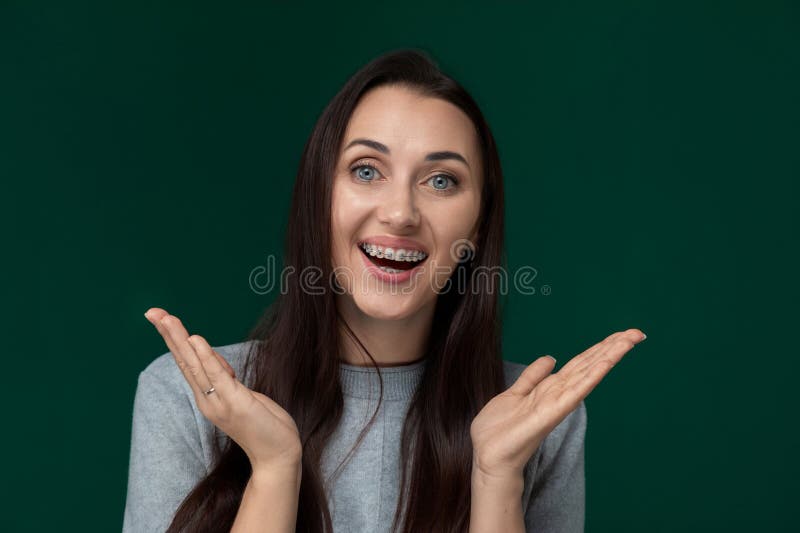 Woman Making Funny Face with Hands Stock Image - Image of joke, grimace ...