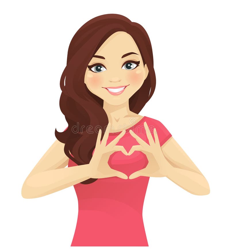 Woman Making Heart Shape with Hands. Stock Vector - Illustration of ...