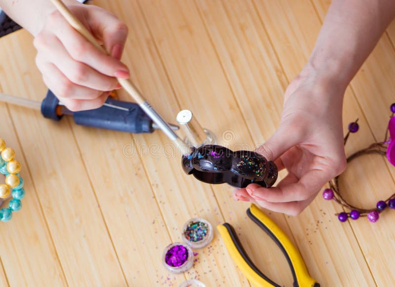 Woman Making Jewelry at Home Stock Image - Image of glass, elegant ...