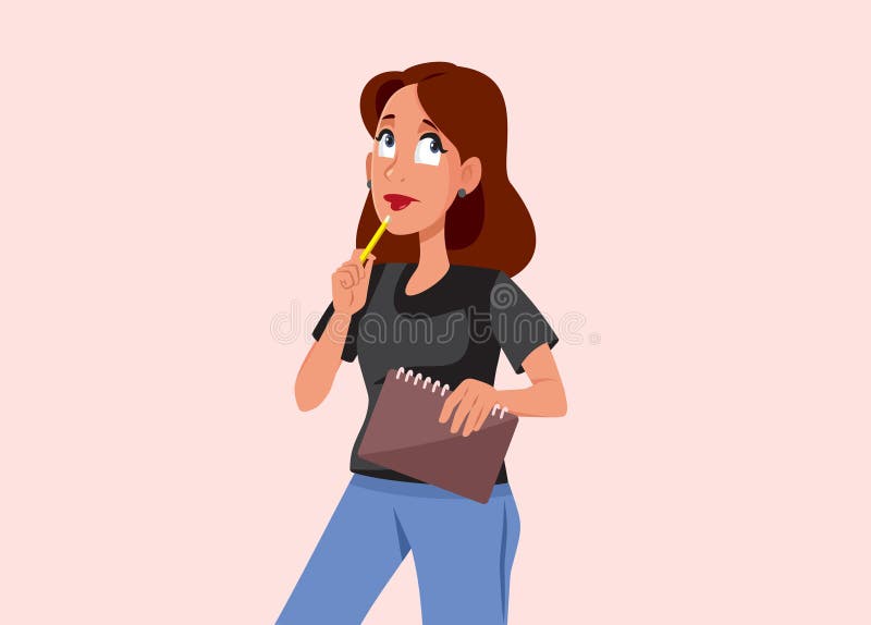 Woman Making a List and a Plan Vector Cartoon Illustration Stock Vector ...