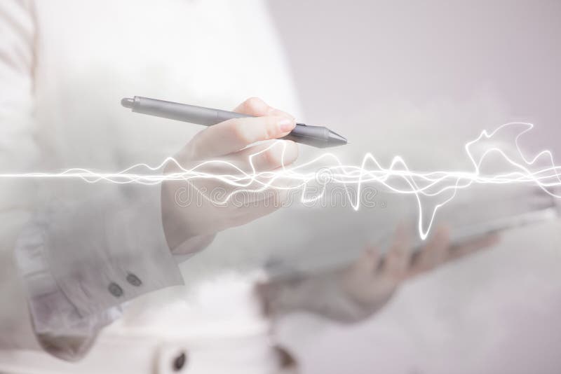 Woman Making Magic Effect - Flash Lightning. the Concept of Electricity ...