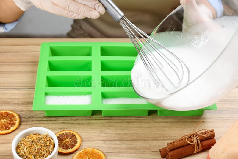 Woman Making Natural Handmade Soap at Table, Closeup Stock Photo ...