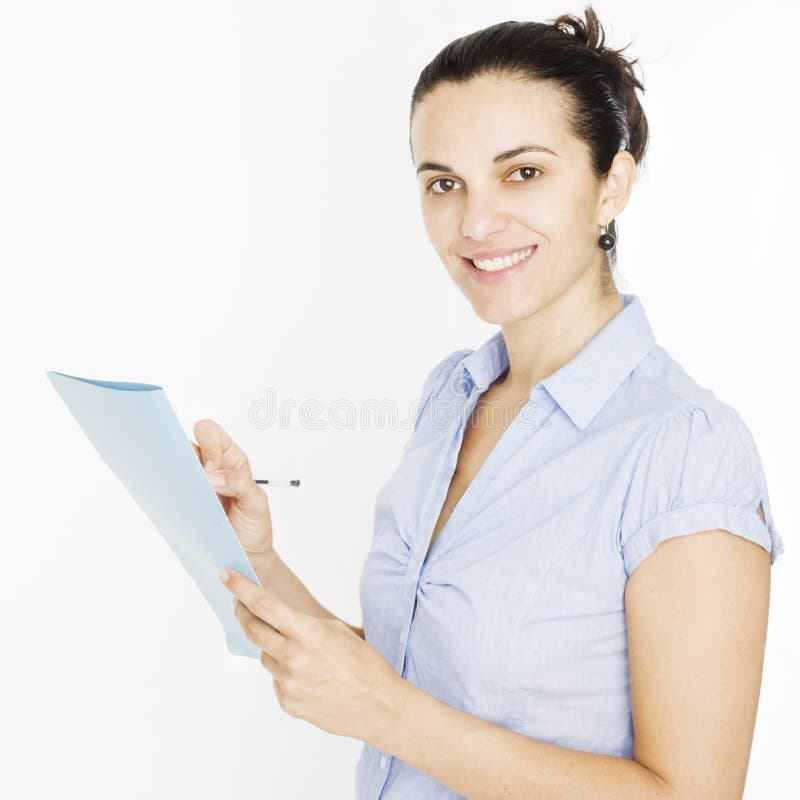 Woman making a note stock photo. Image of notice, holding - 30591930