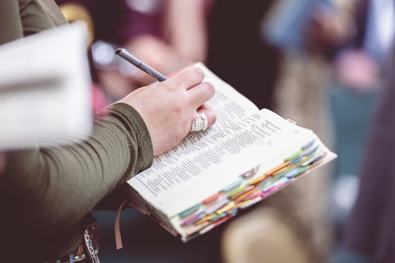 Woman Making Notes in the Bible Editorial Photo - Image of membership ...
