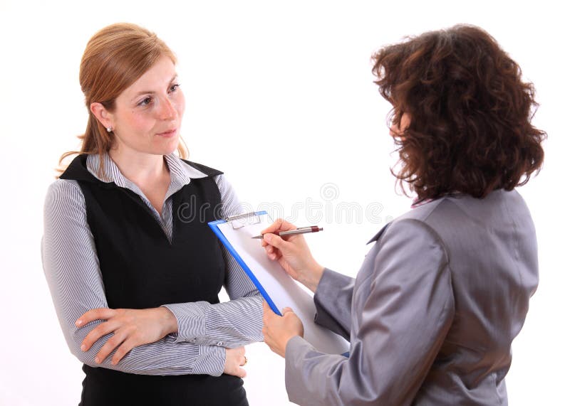 Woman Making Notes at Job Interview Stock Image - Image of caucasian ...