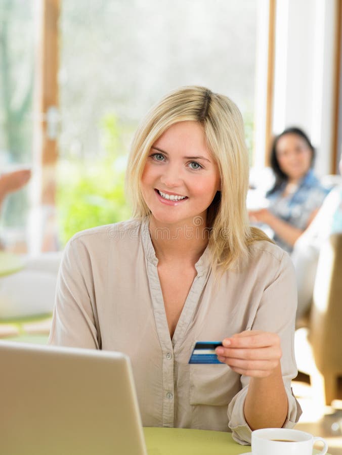 Woman Making Online Purchase at Home Stock Image - Image of person ...