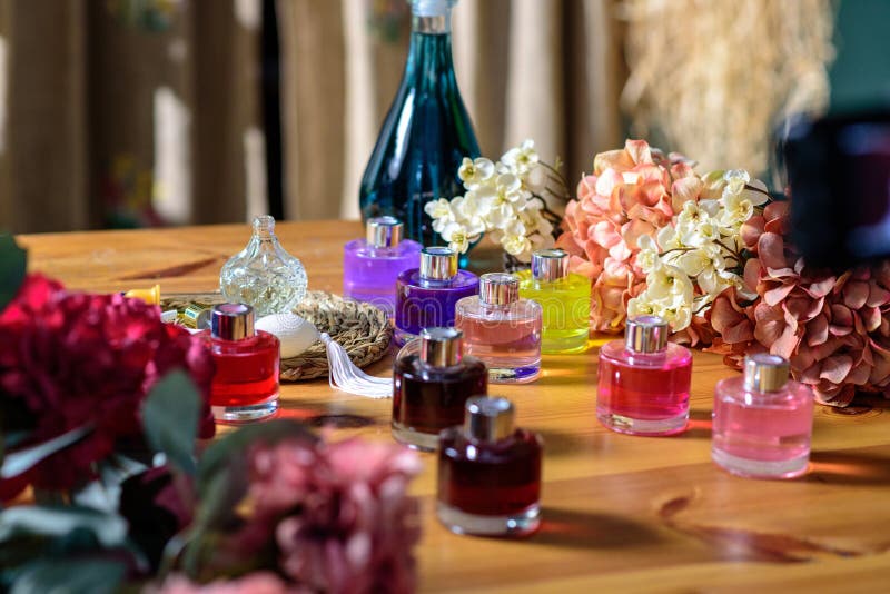 Woman Making Perfume with Test Tubes in Craft Workshop Stock Image ...