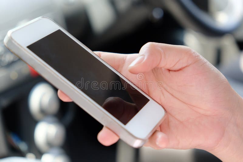 Woman Making A Phone Call In The Car. Stock Image - Image of hand ...