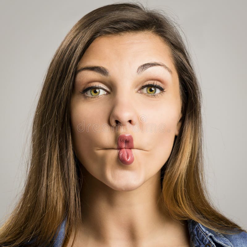 Woman making pout stock image. Image of mouth, emotion - 97429477