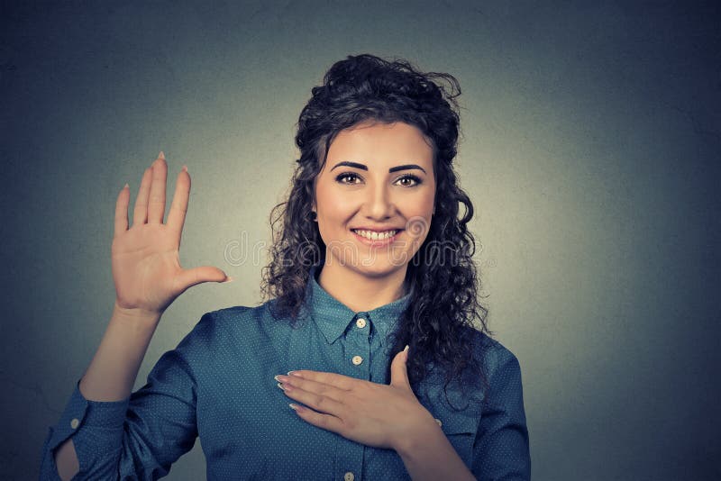 Woman making a promise stock image. Image of people, making - 66205905