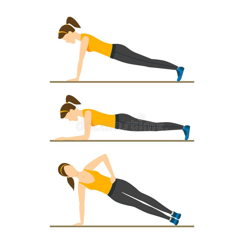 Woman Making Right Plank Position. Vector Stock Vector - Illustration ...