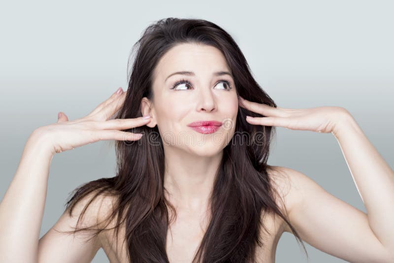 Woman making silly face stock image. Image of hold, makeup - 53383395