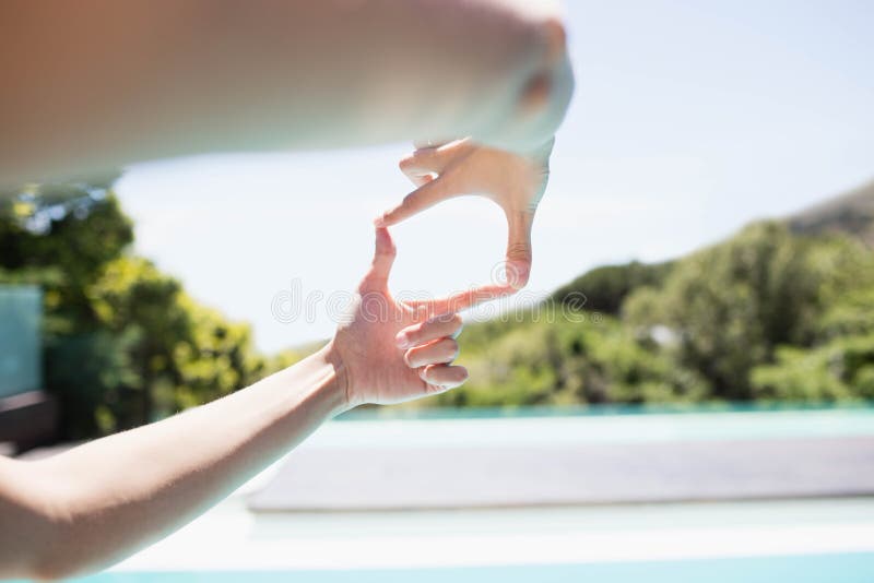 Woman Making Square with Hands Stock Photo - Image of sunshine ...