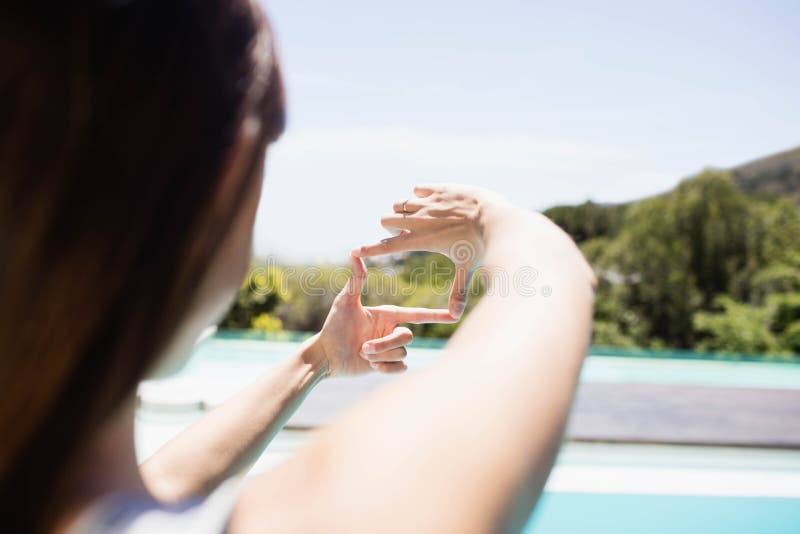 Woman Making Square with Hands Stock Photo - Image of beautiful ...