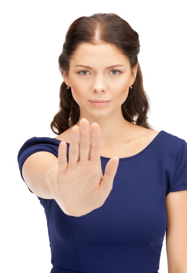 Woman Making Stop Gesture with Her Hand Stock Photo - Image of ...