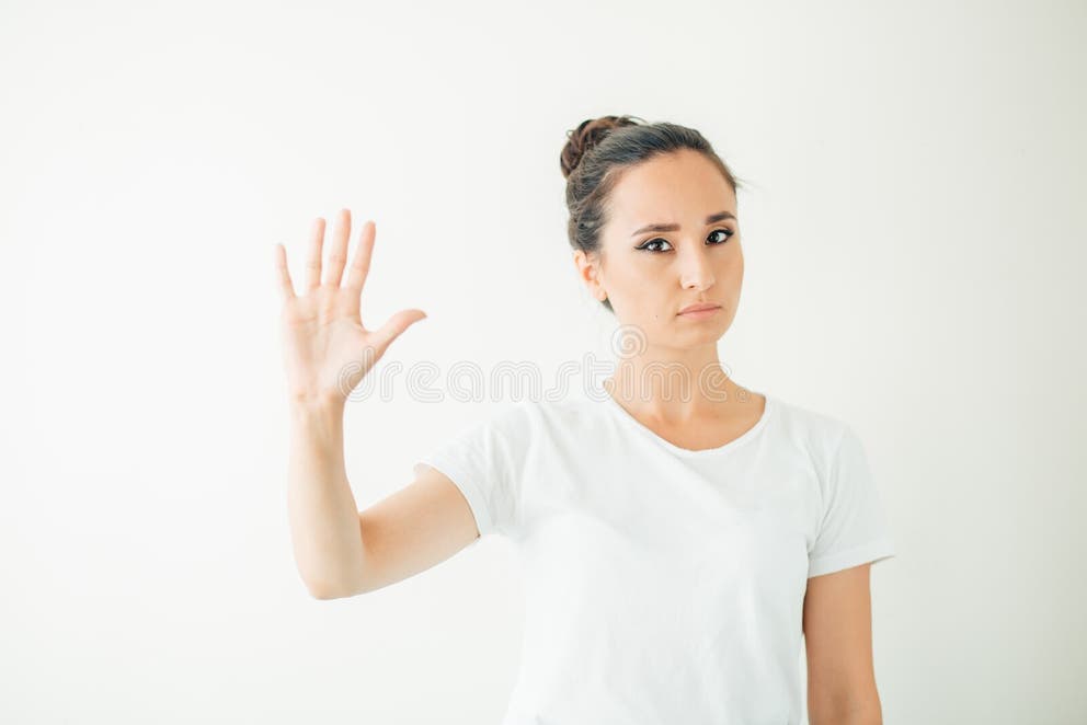 A Woman Making Stop Gesture with Her Hand Stock Image - Image of people ...