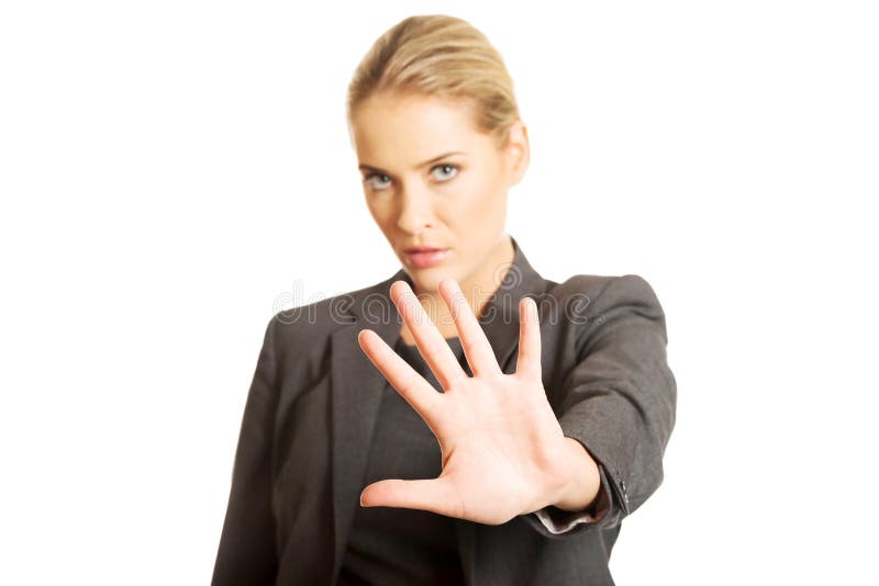 Woman Making a Stop Sign with Her Hand Stock Image - Image of confident ...