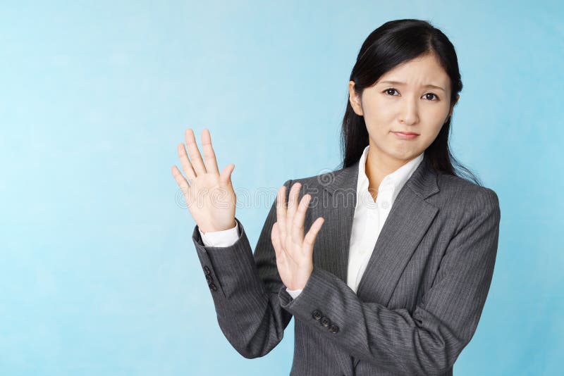 Woman making stop sign stock photo. Image of person - 131152030