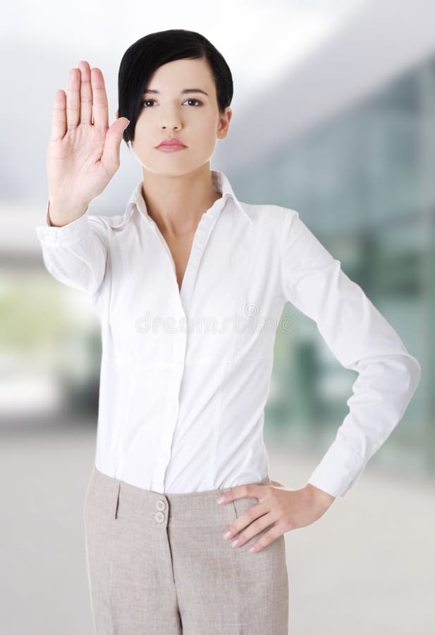 Woman making stop sign stock image. Image of person, confident - 48689227